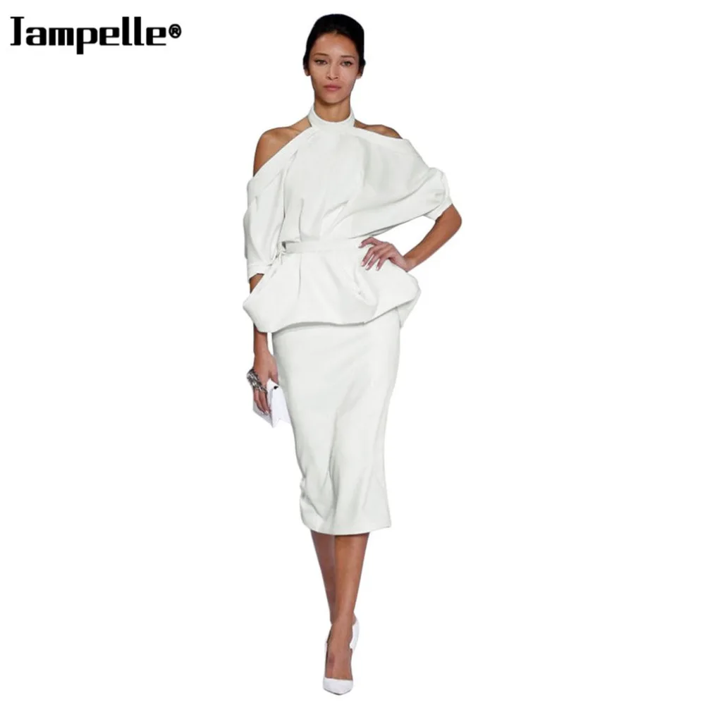 Elegant White Women Suit New Fashion Strapless Halter Tops with Shaped ...