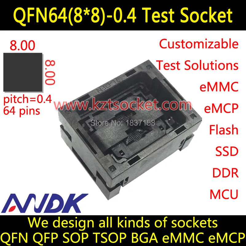 QFN64(8x8) 0.4 Socket QFN64 Socket MLF64 Socket MLP64 Socket,Open top ...