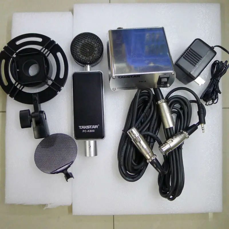 새로운 Takstar PC K800 전문 스튜디오 녹음 마이크 콘덴서 마이크 PM 5 48V 저소음 팬텀 전원 공급 장치 2 ...