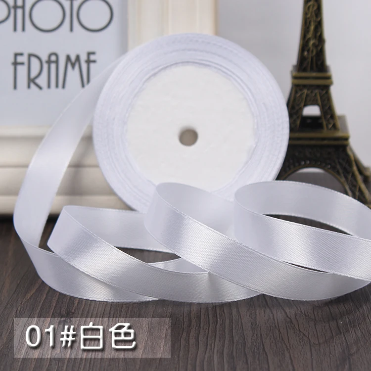 White Color 22m Long 5/8''15mm 25 Yards Silk Satin Ribbon Wedding ...