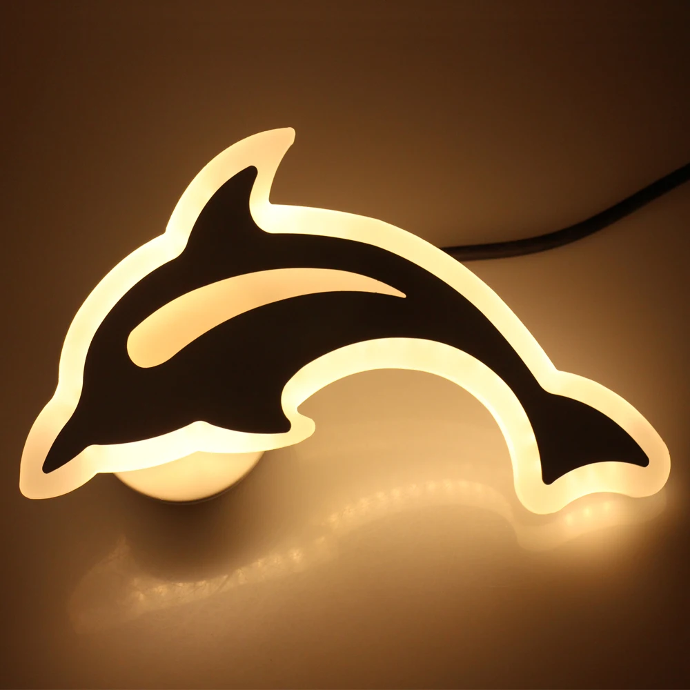 180 265V 15W Modern Lovely Dolphin Wall Lamp Kitten Night Light Led ...