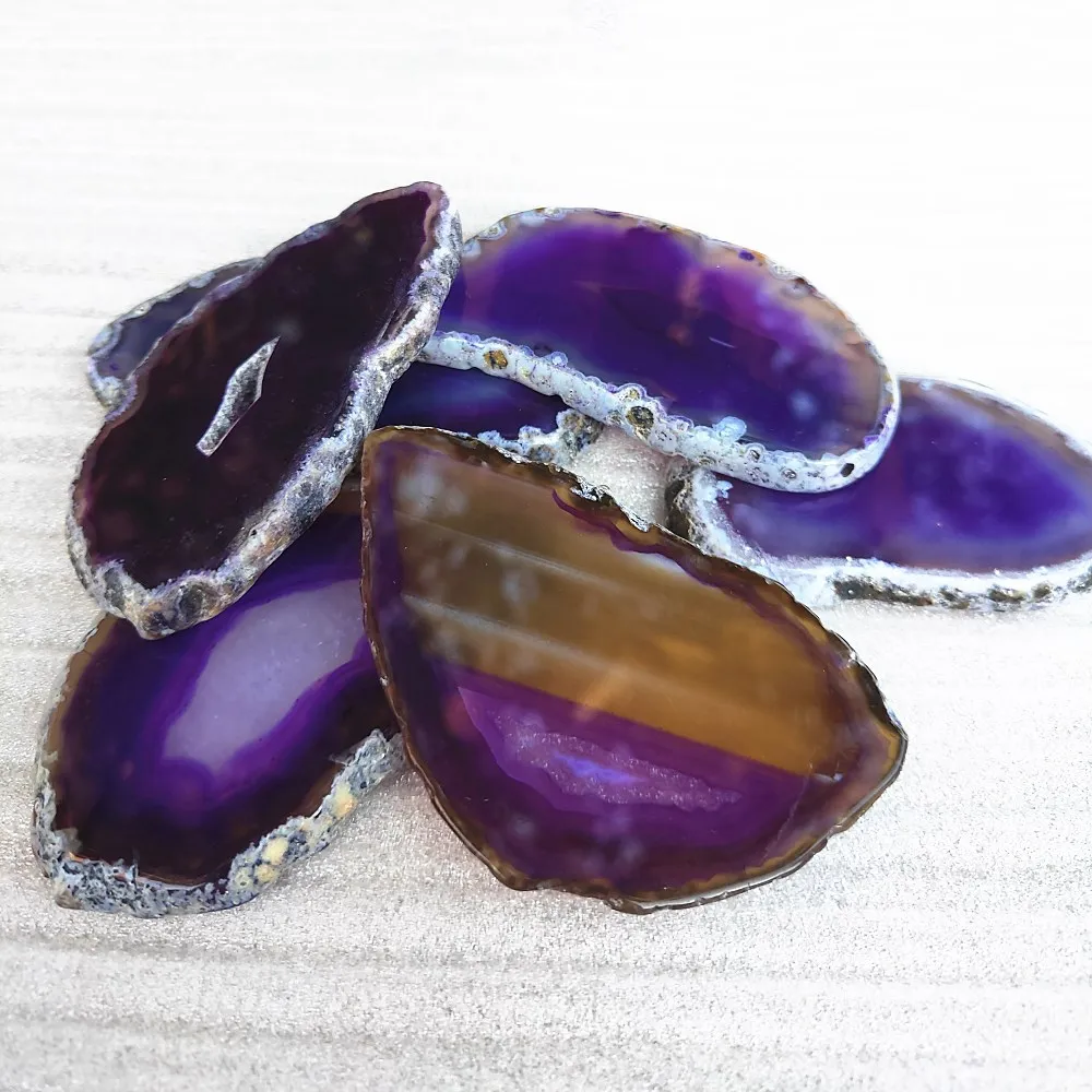Agate Quartz Slice Natural Purple Agate Crystal Slices Cup Mat For ...