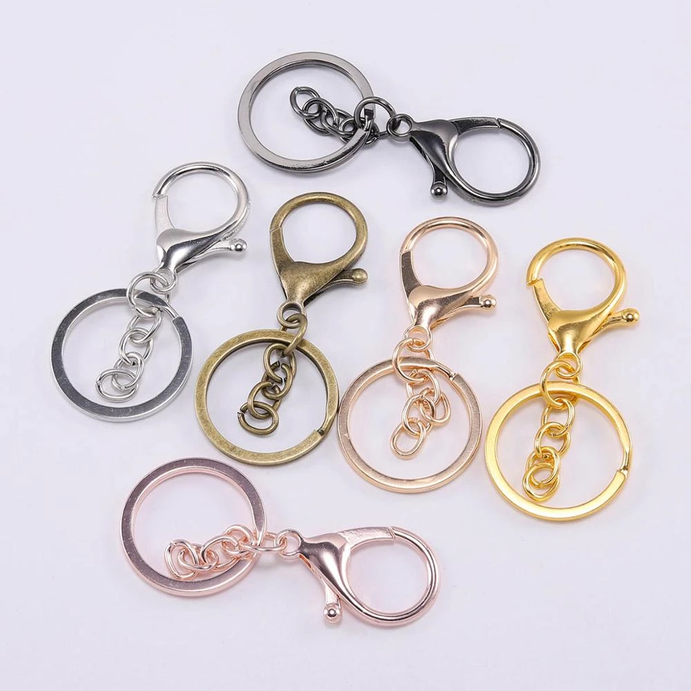 5pcs/lot Key Ring 30mm Keychain Long 70mm Lobster Clasp Key Hook ...