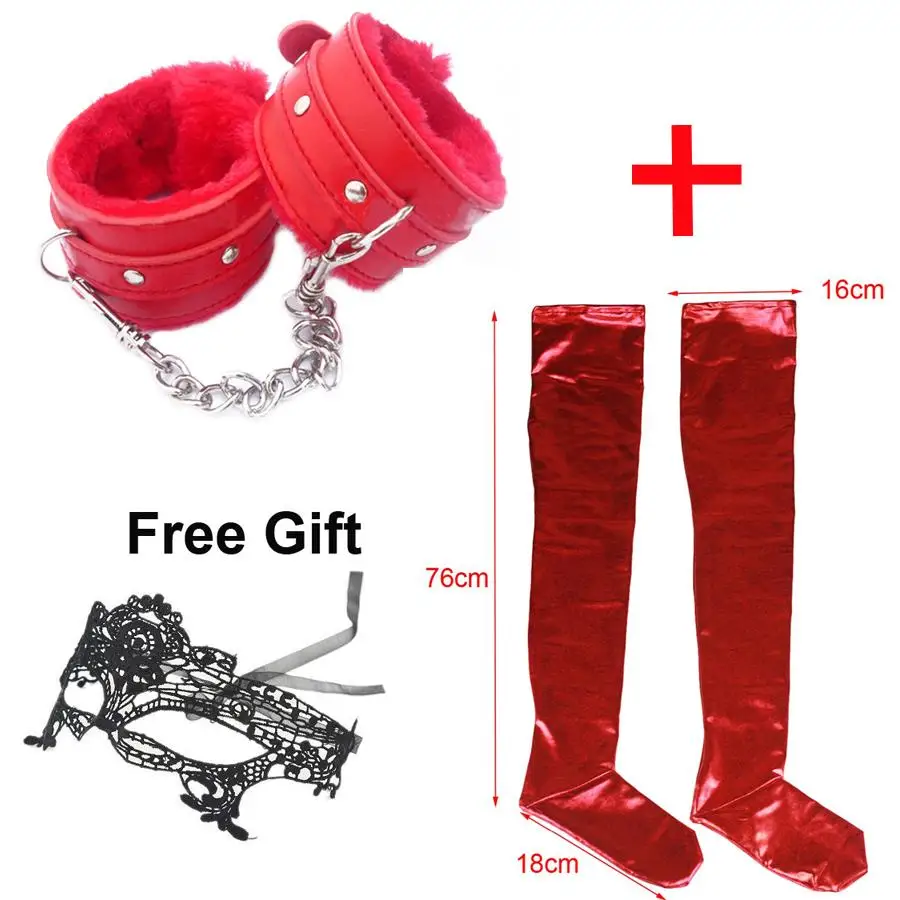 2PCS/Set Women PU Leather Handcuffs Restraints Bondage And Faux Socks ...