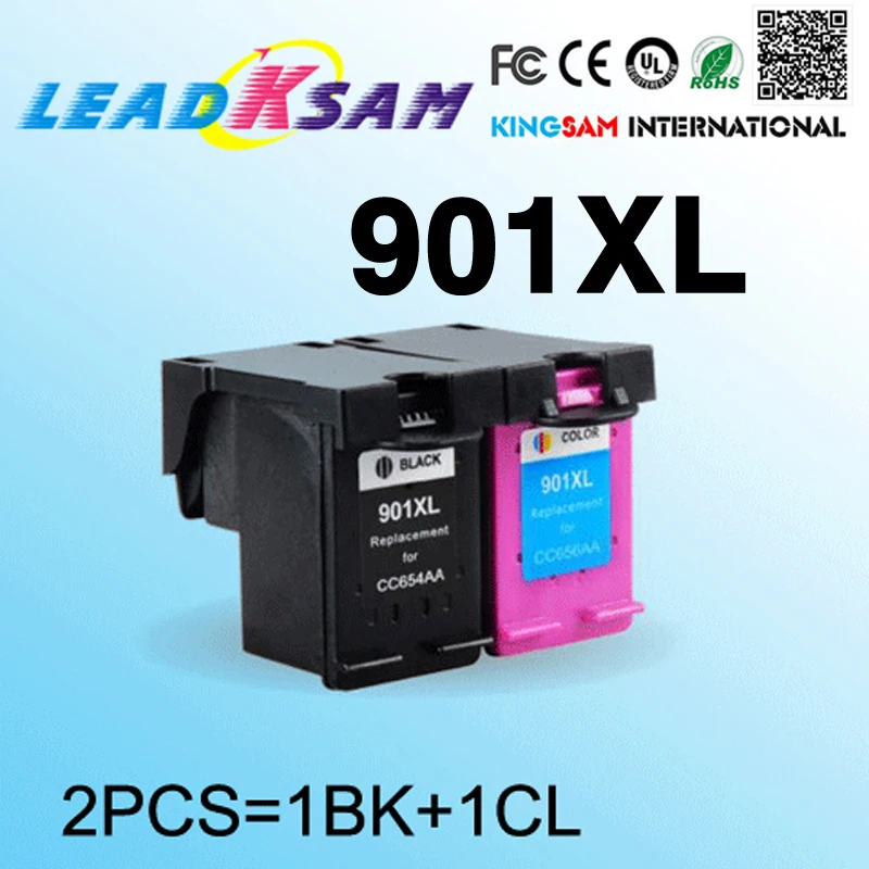 2pcs 901XL Ink Cartridge CC654AN CC656AN compatible For hp901 Officejet ...