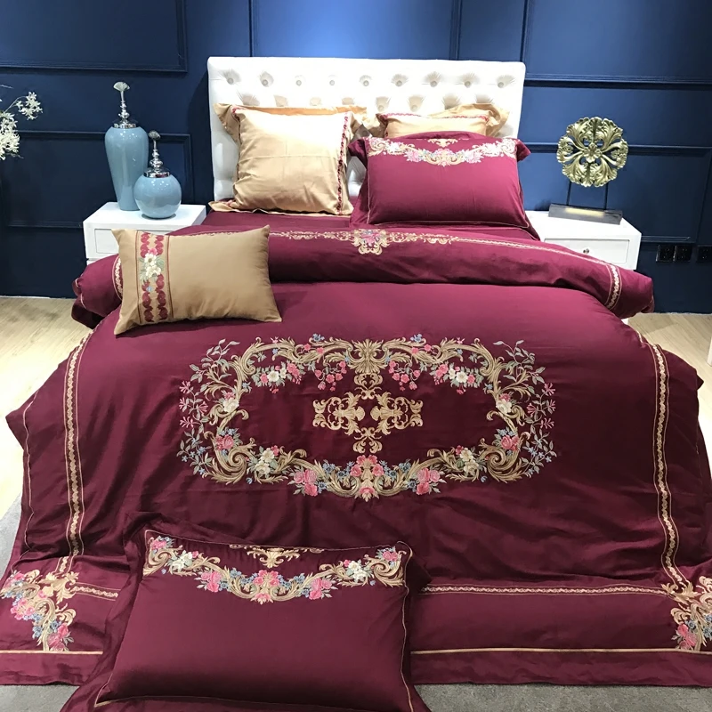 100 Egyptian Cotton Luxury Royal Bedding Set Embroidered Queen King