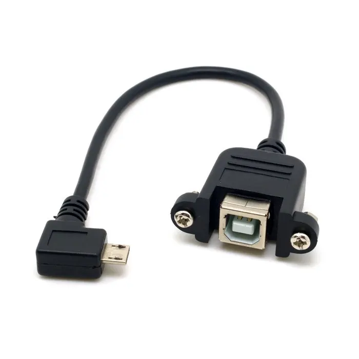 90 Degree Left Angled Micro Usb 5pin Male To Usb B Female Panel Mount ...