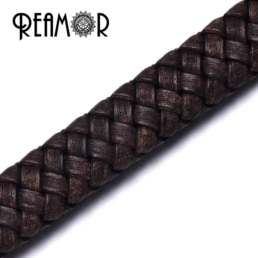 REAMOR-10-5mm-Wide-Genuine-Braided-Leather-Rope-8-4mm-Vintage-2-Colors ...