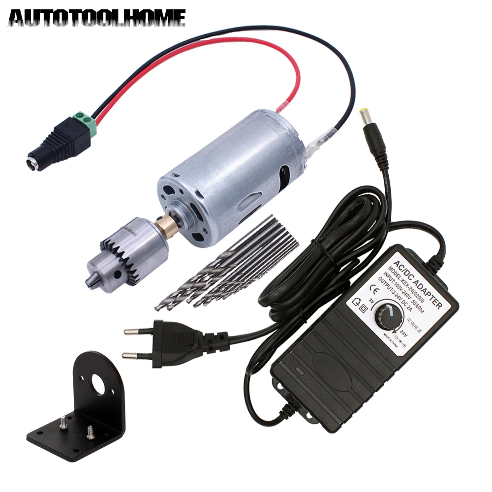 Mini Boor Elektrische Hand Boren Set Dc 12 24V Motor JT0 Chuck Voeding ...