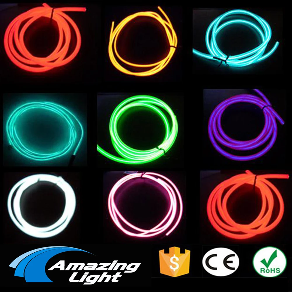 2.3mm/3.2mm 100m EL wire/glow wire/cool flexible neon cable red yellow ...