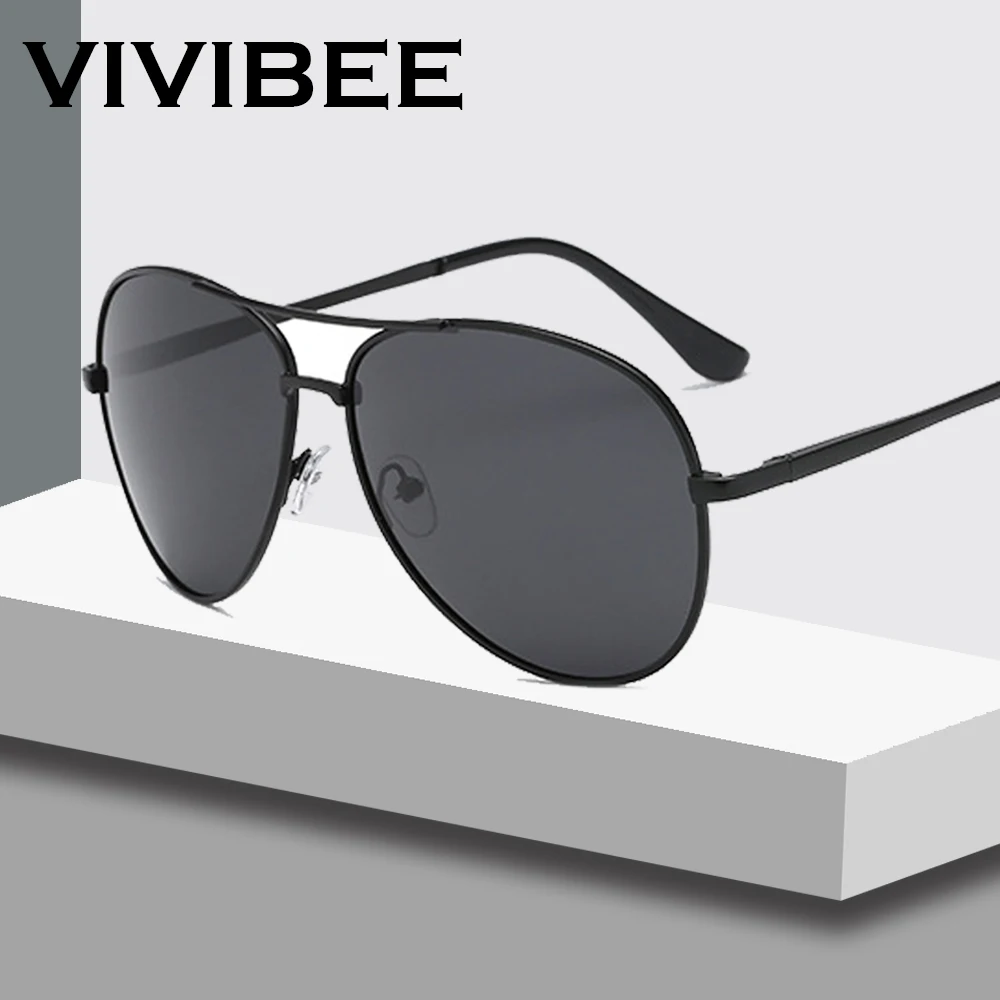 VIVIBEE Class Men Aviation Polarized Metal Frame Sunglasses Black Women ...