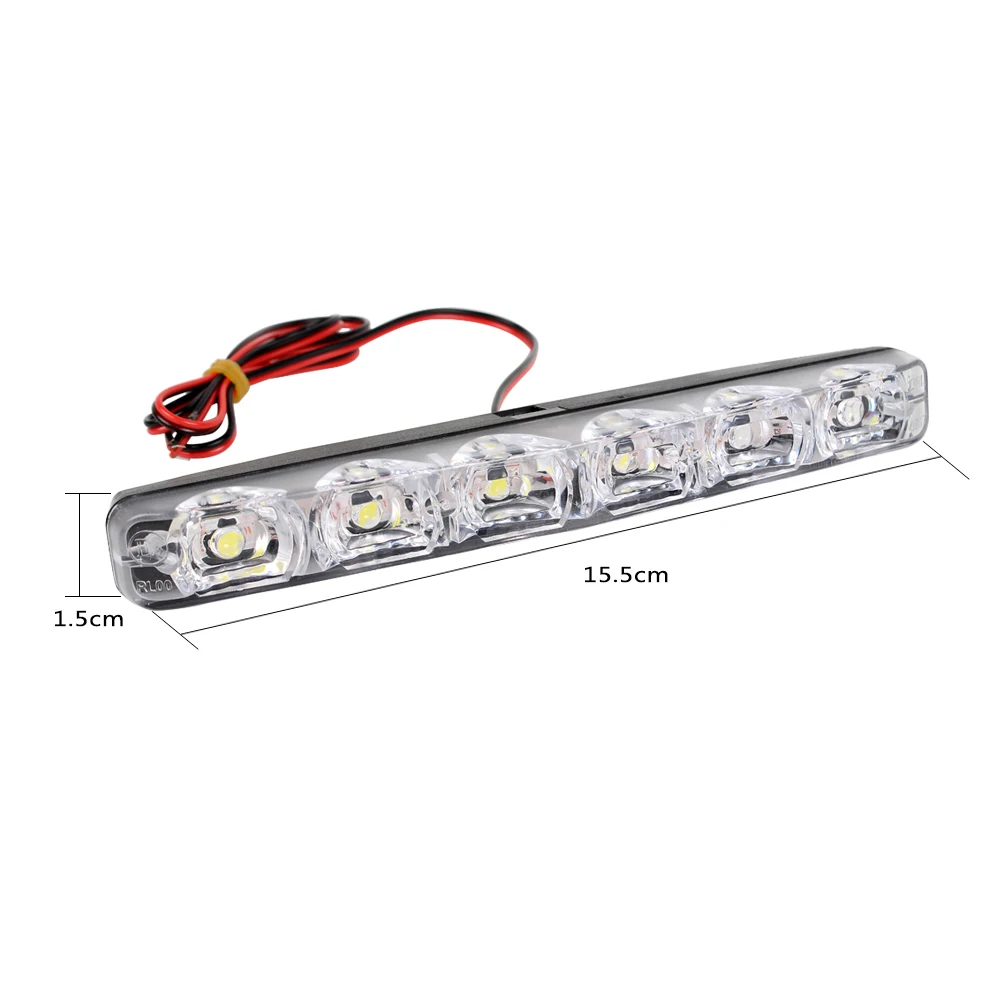 1 Pair Universal 6 LEDs Car Daytime Running Lights DRL DC 12V LED ...