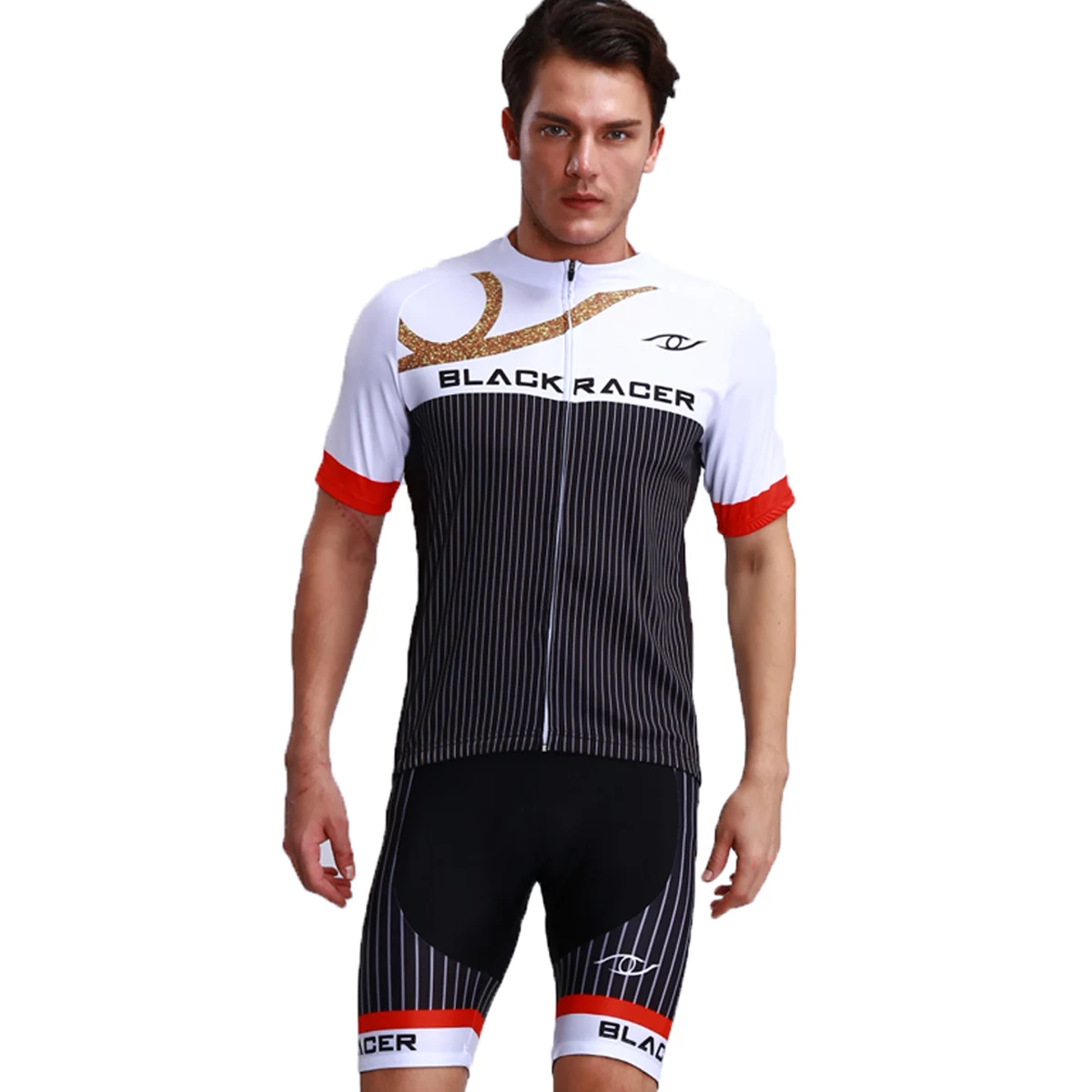 2017 Black Racer Men's Quick Dry Pro Cycling Jersey Set Short Sleeve ...