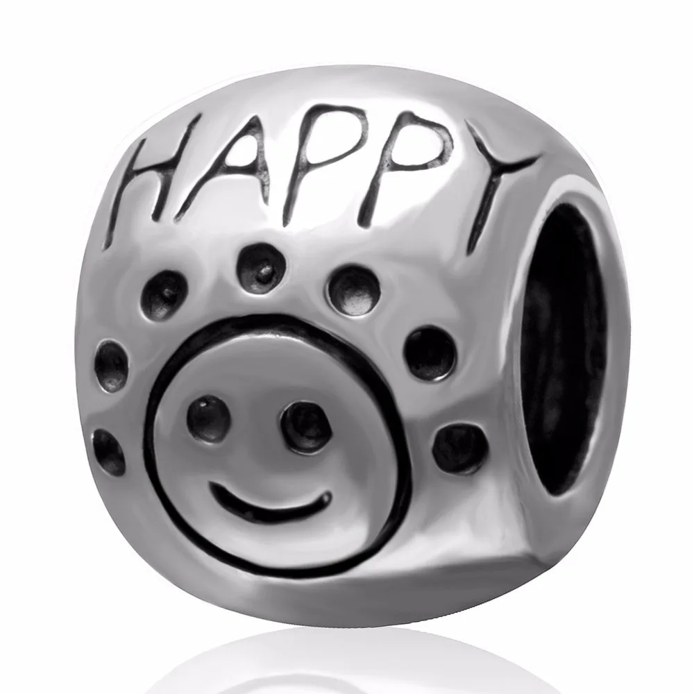 Don't Worry Be Happy Face Charm Beads Fits Troll Authentic Bracelet ...