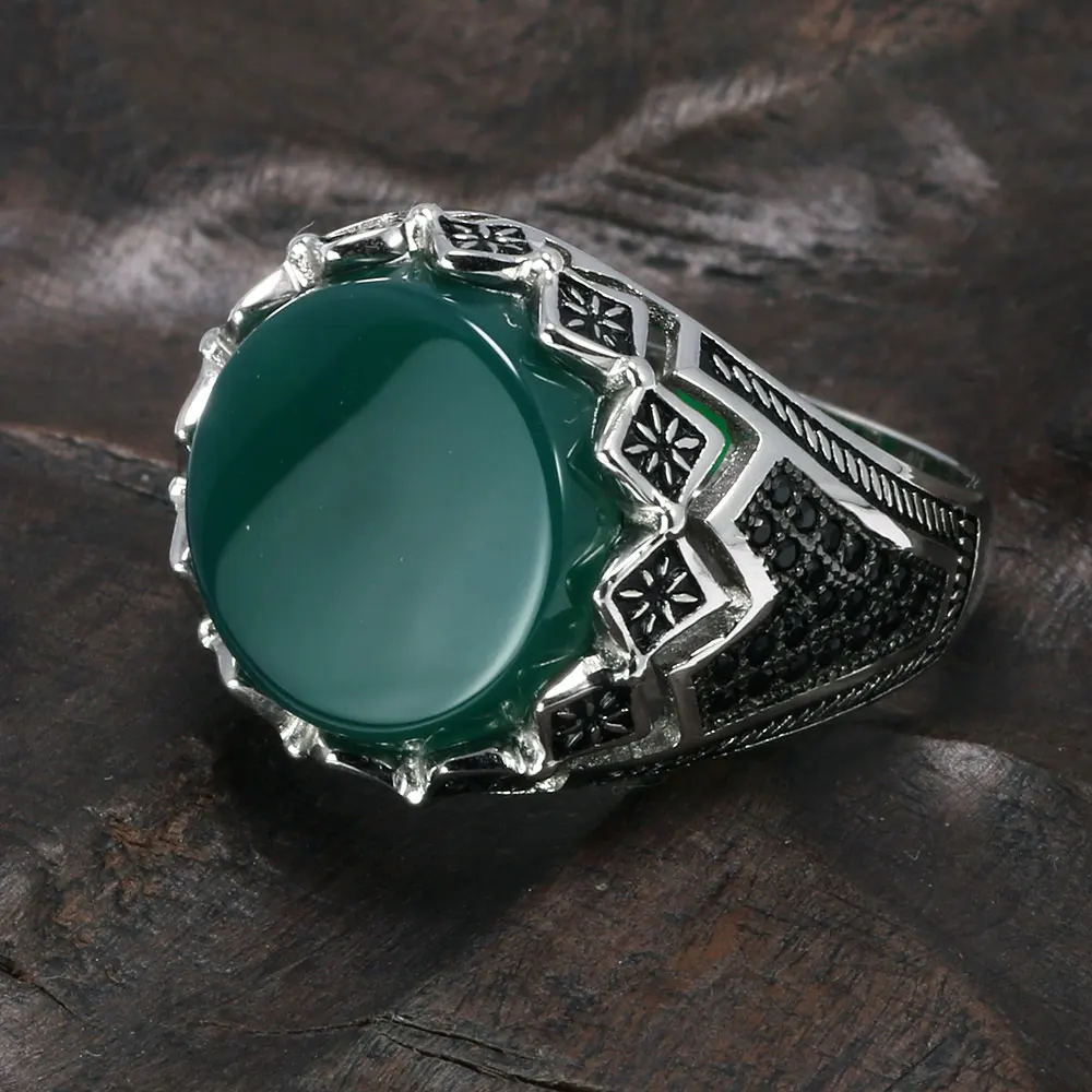 Vintage Man Rings With Stone Round Sterling Silver Jewelry | Muduh ...