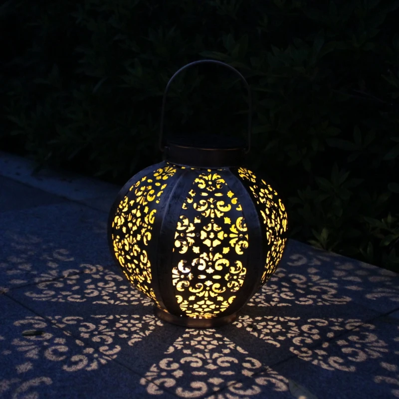 Винтажный металлический подвесной Солнечный Фонарь Декоративный светильник для дорожки на