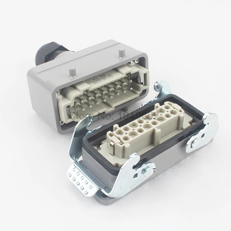 Сверхмощный соединители HDC-HE-016-2 F/M 16pin 16A 500V Промышленный прямоугольный авиационный ...