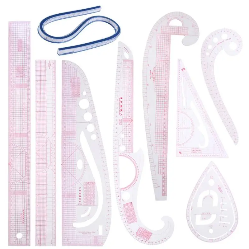9pcs/set Multi function Clothing Sample Cutting Ruler Metric Yardstick ...