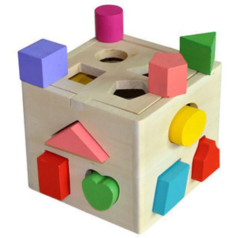 Baby Block Match Shape Educational Wood Baby Toys Geometry Shape ...