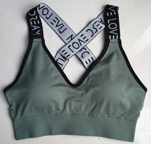 Women's Regular Size High Elastic Heathered Bra Top with Crossed Wide ...