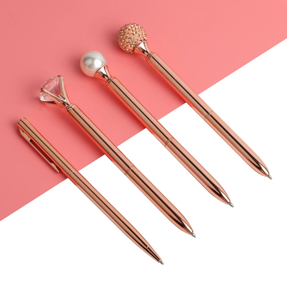 4pcs/lot Genkky Rose Gold Ballpoint Pen Pearl Pens Spotted Diamonds Oil ...