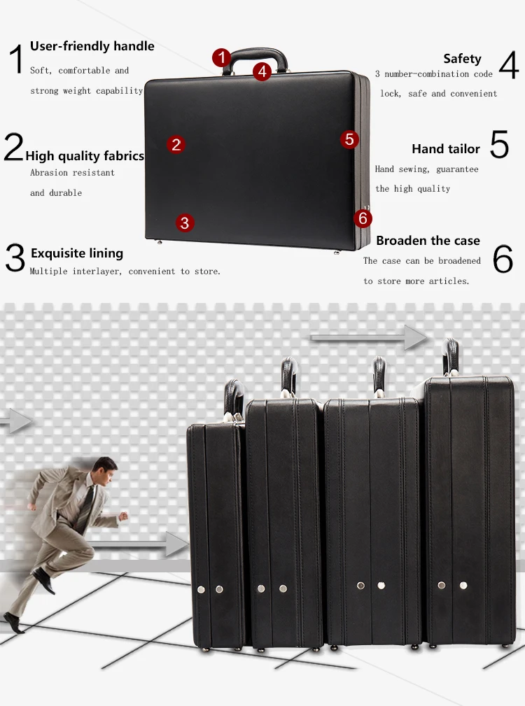 feixueer Business Mens Leather Briefcase Attach Password Case Fashion ...