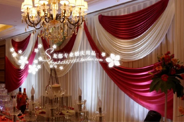 Luxury white and red Wedding Backdrop \ Stage Curtain 10ft*20ft-in ...