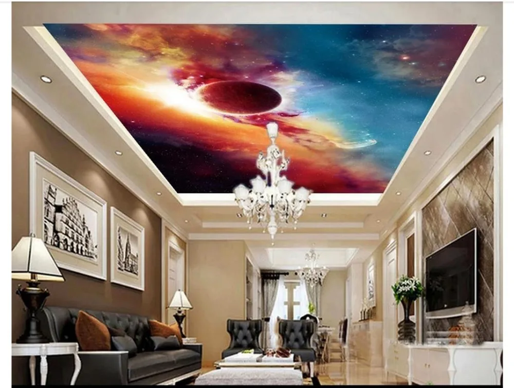 Custom 3d ceiling wallpaper Sky Starry Space Cosmic Living Room Zenith ...