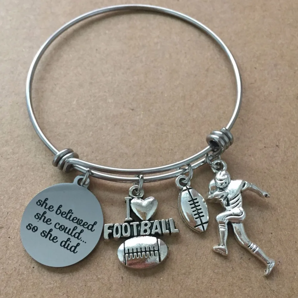 Stainless-Steel-Football-Expandable-Bangle-I-Love-Football-Inspiration ...