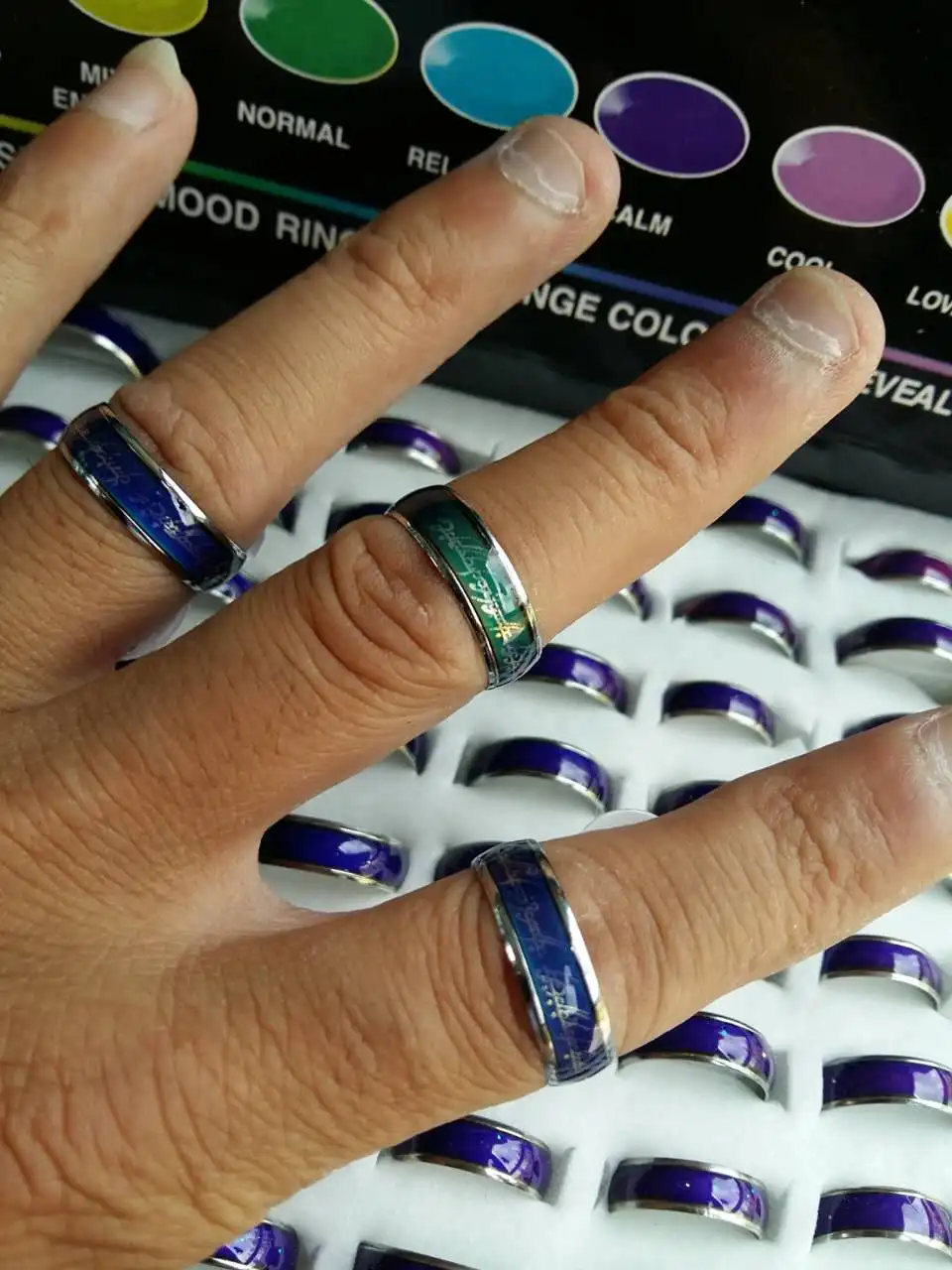 wholesale pattern mood ring Magic design color mood ring mix size|Rings ...