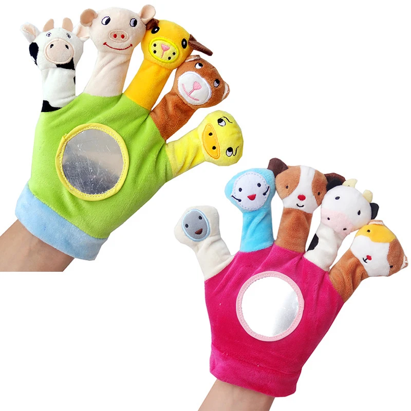 MYHOESWD Cute fingers Animal Hand Puppets for Kids Plush Toys Mini Doll ...