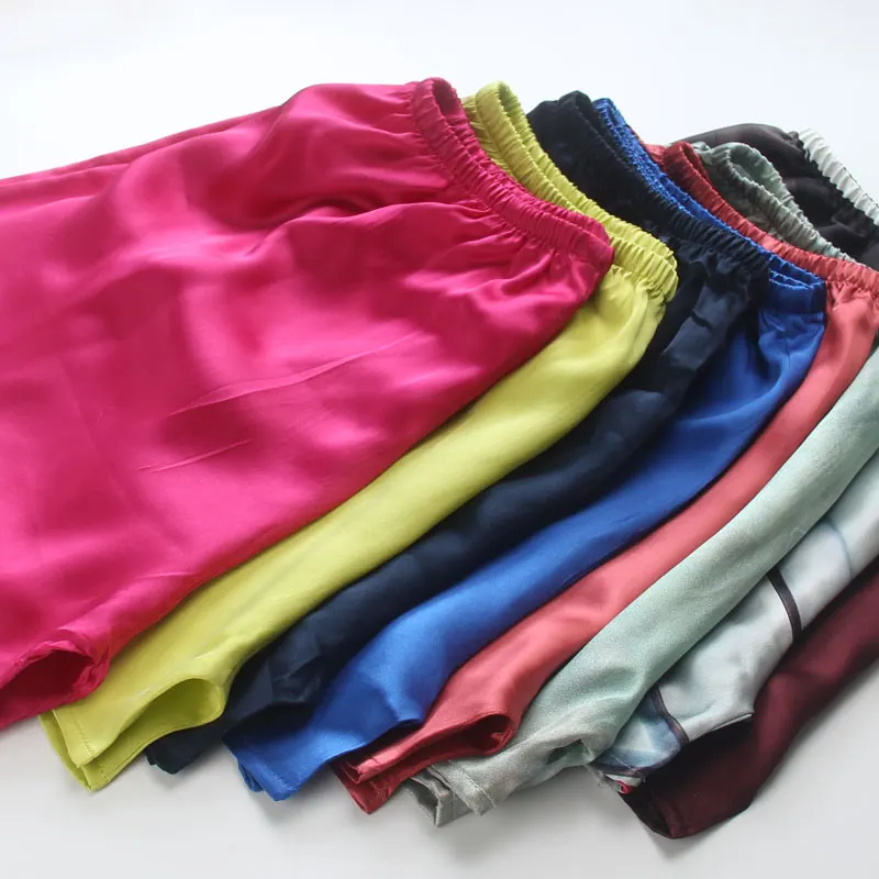 Pantalones cortos de seda pura para hombre y mujer, pantalón informal ...