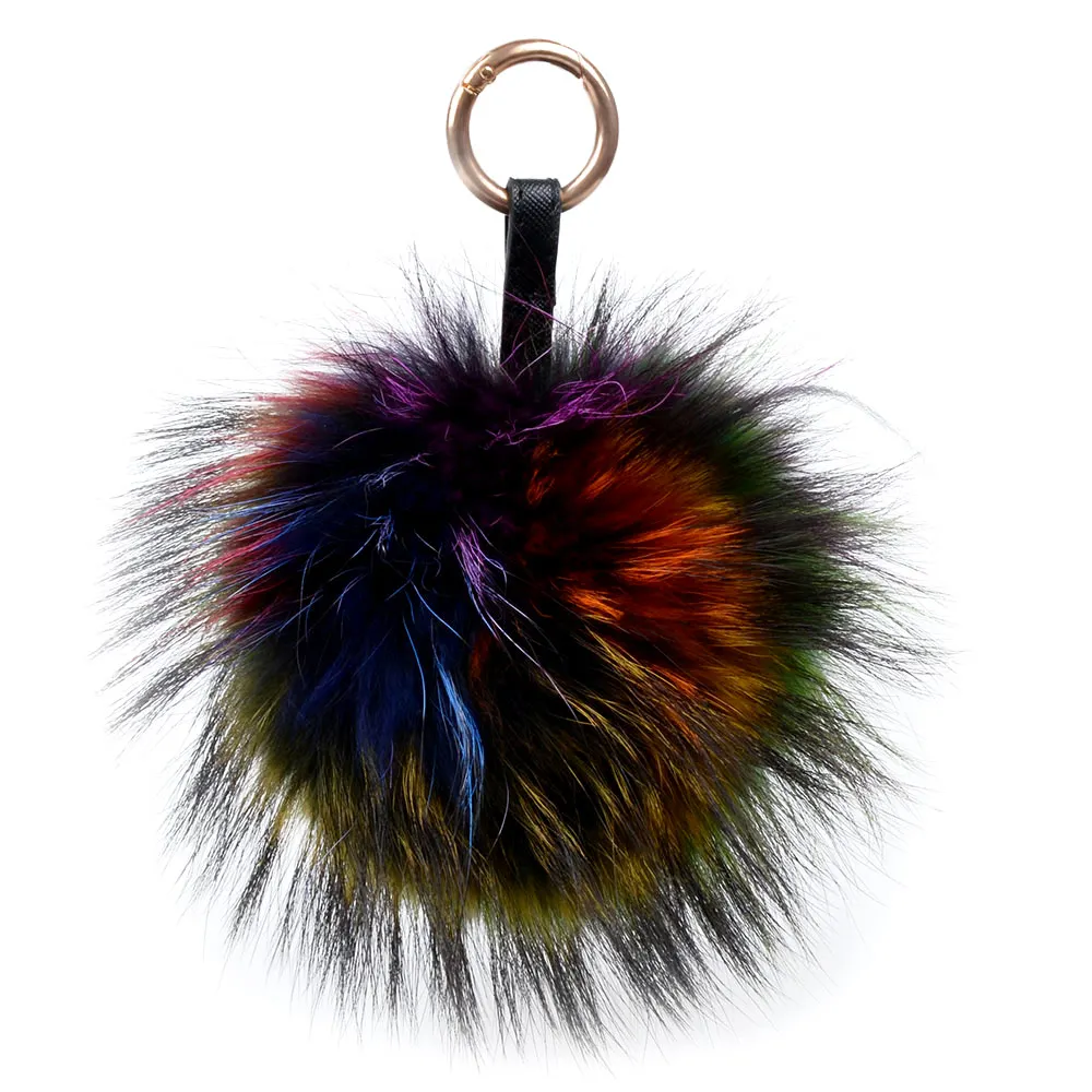 Fur Pom Keychain Bags Raccoons | Raccoon Fur Pom Poms Key Chain - 15cm ...