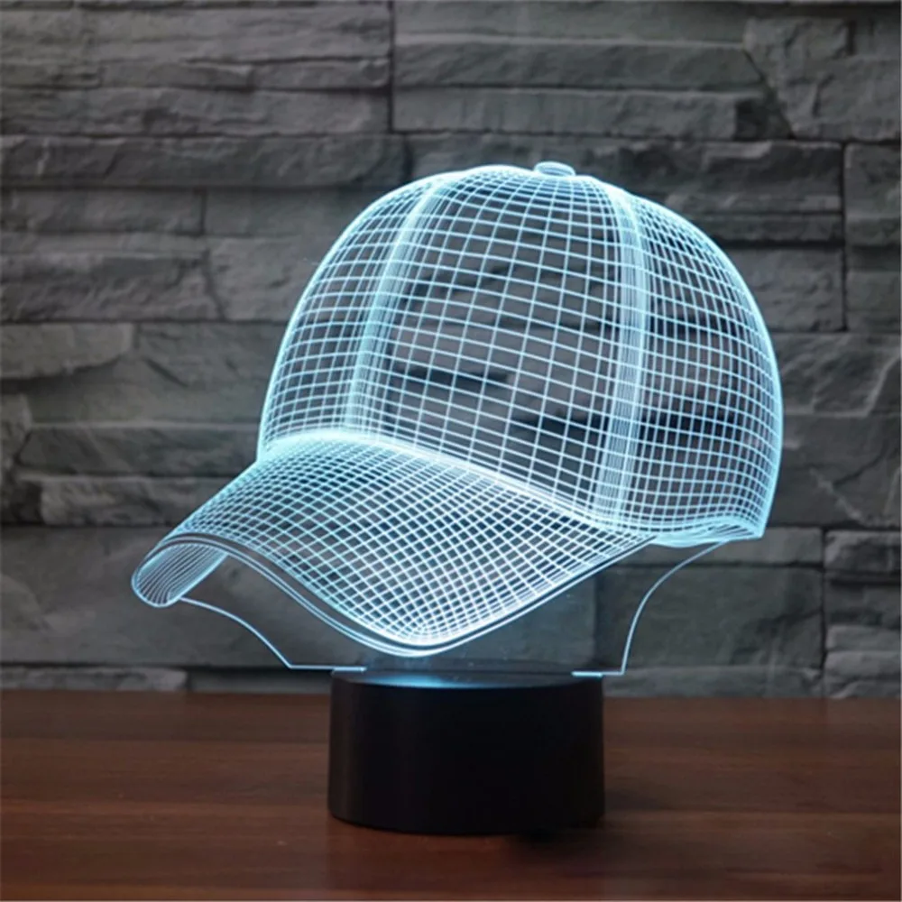 Baseball Cap 3d Light Colorful Led Visual Light Gift Atmosphere Table ...