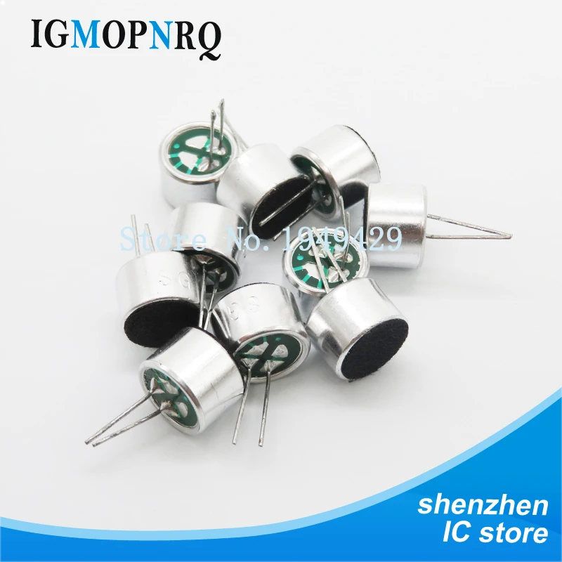 100PCS 9.7mm x 7mm 2 Pin MIC Capsule Electret Condenser Microphone 52DB ...
