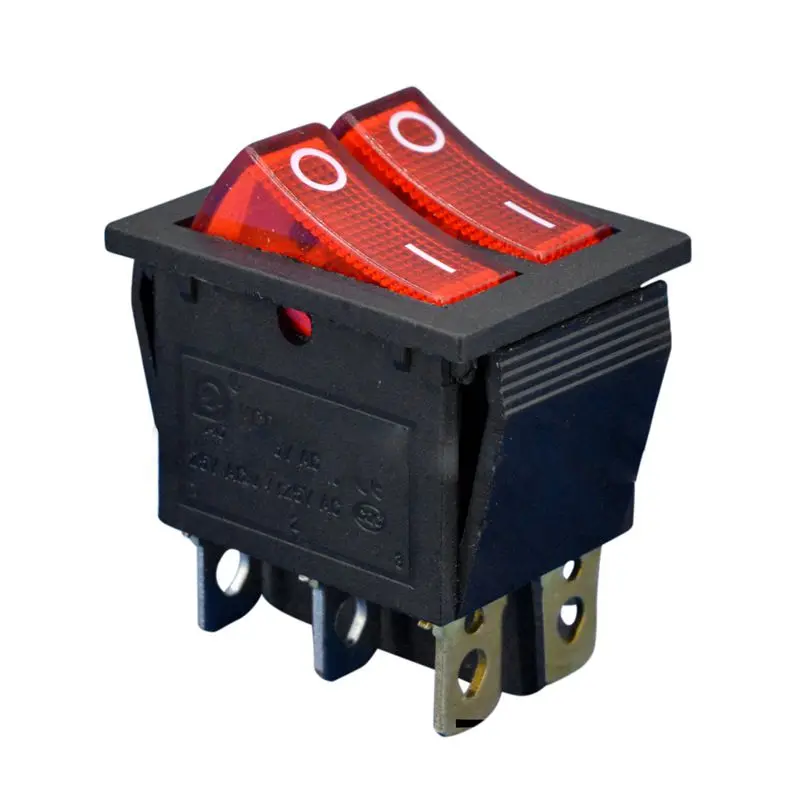 6 Foot Double Red Illuminated Rocker Switch Kcd8-212n Kcd2 15a / 250v ...