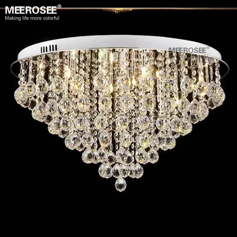Round Crystal Chandelier Light Fixture G4 Surface Mounted Lustres De ...