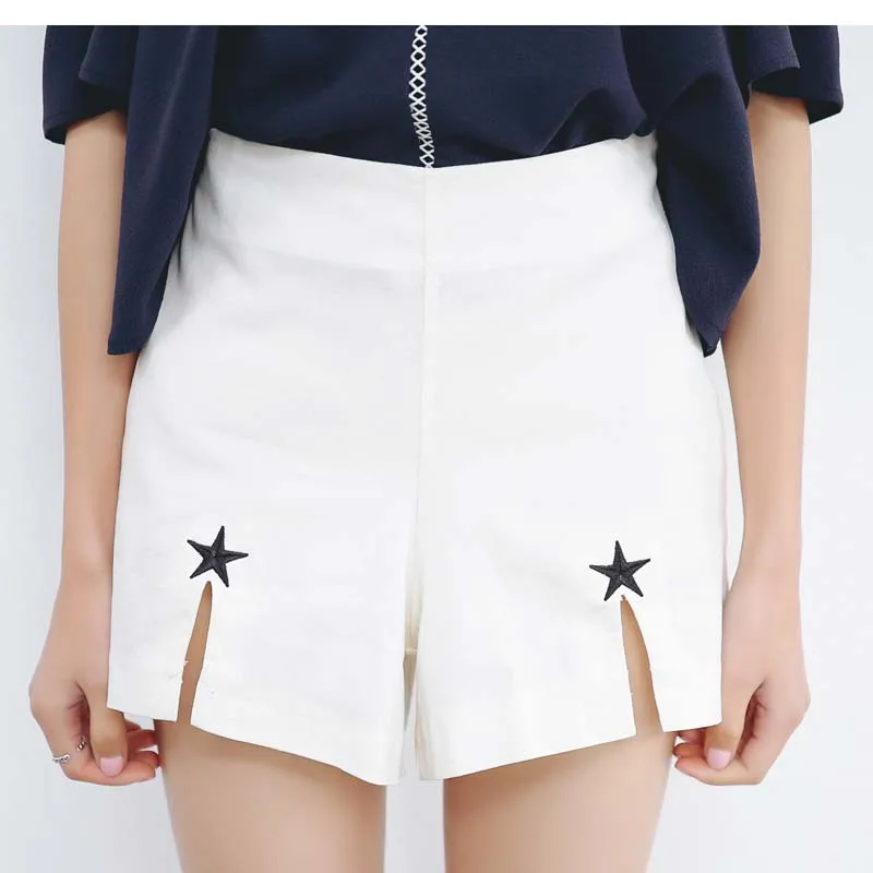 2017 Women'S Harajuku College Wind High Waist Embroidered Star Open ...