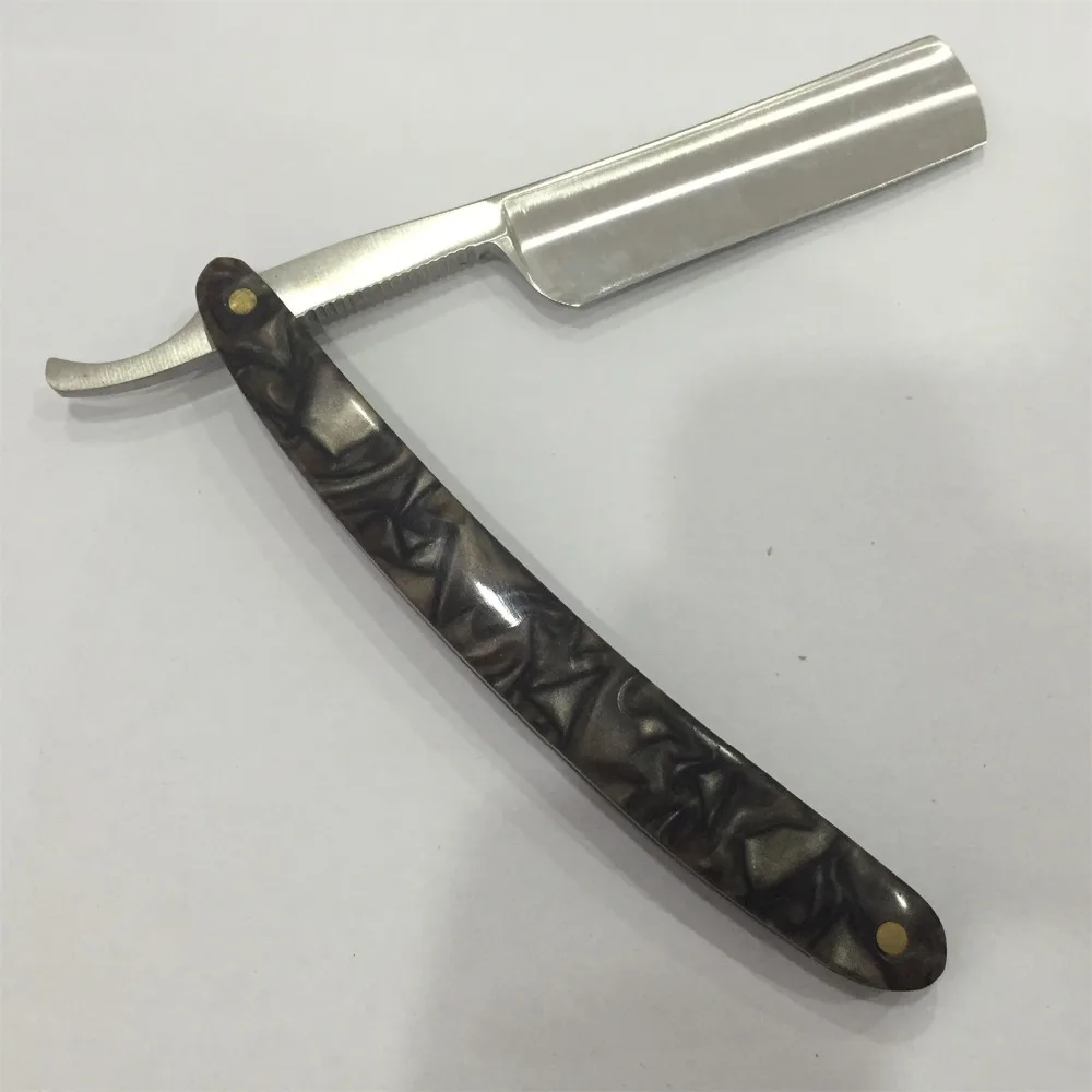 Stainless Steel Straight Edge Razor Barber Acrylic Handle Shave Men ...