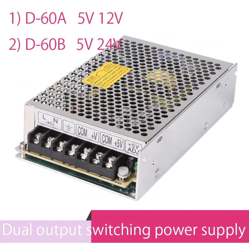 dual output 60W 5v 12v; 5v 24v Switching power supply ac to dc smps-in ...