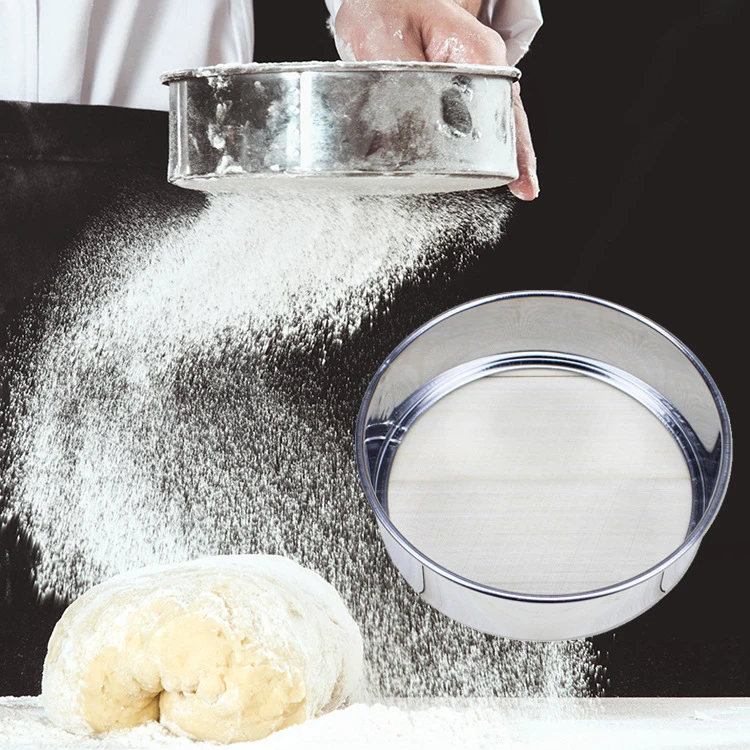 BEEMSK 1PCS Flour Sieve Stainless Steel Round Flour Sieve Sugar Powder