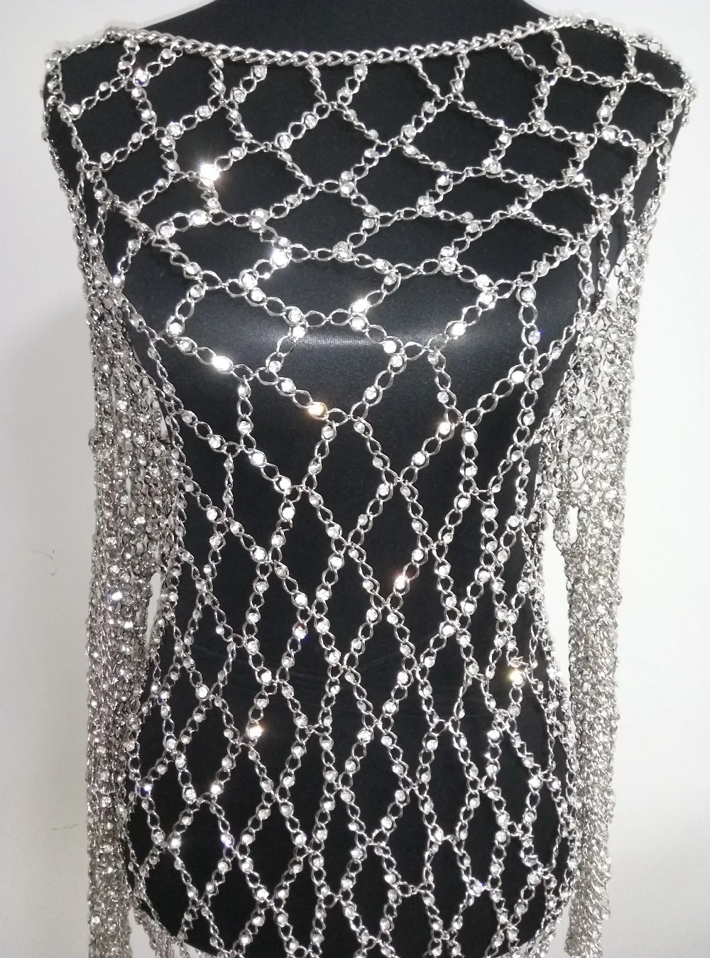 New-Fashion-Style-WRB971-Shining-Silver-Rhinestone-Beads-Chains-Jewelry ...