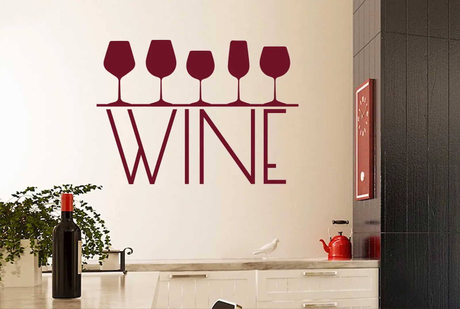 Five Different Wine Glass Sign Wall Stickers Vinyl Art Decals Art ...