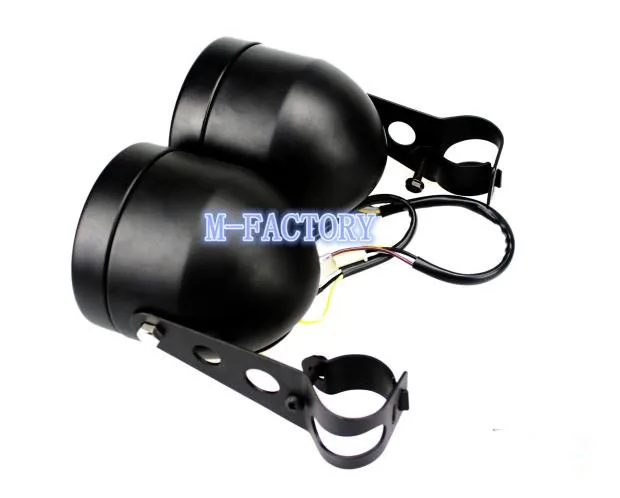 Custom CNC Chrome Black Stainless steel Twin Motorcycle Headlights Cafe ...