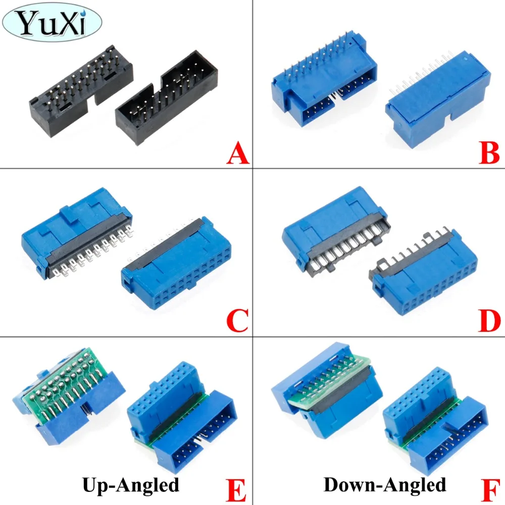 YuXi USB 3.0 20pin 19pin male connector 90 /180 degree motherboard ...