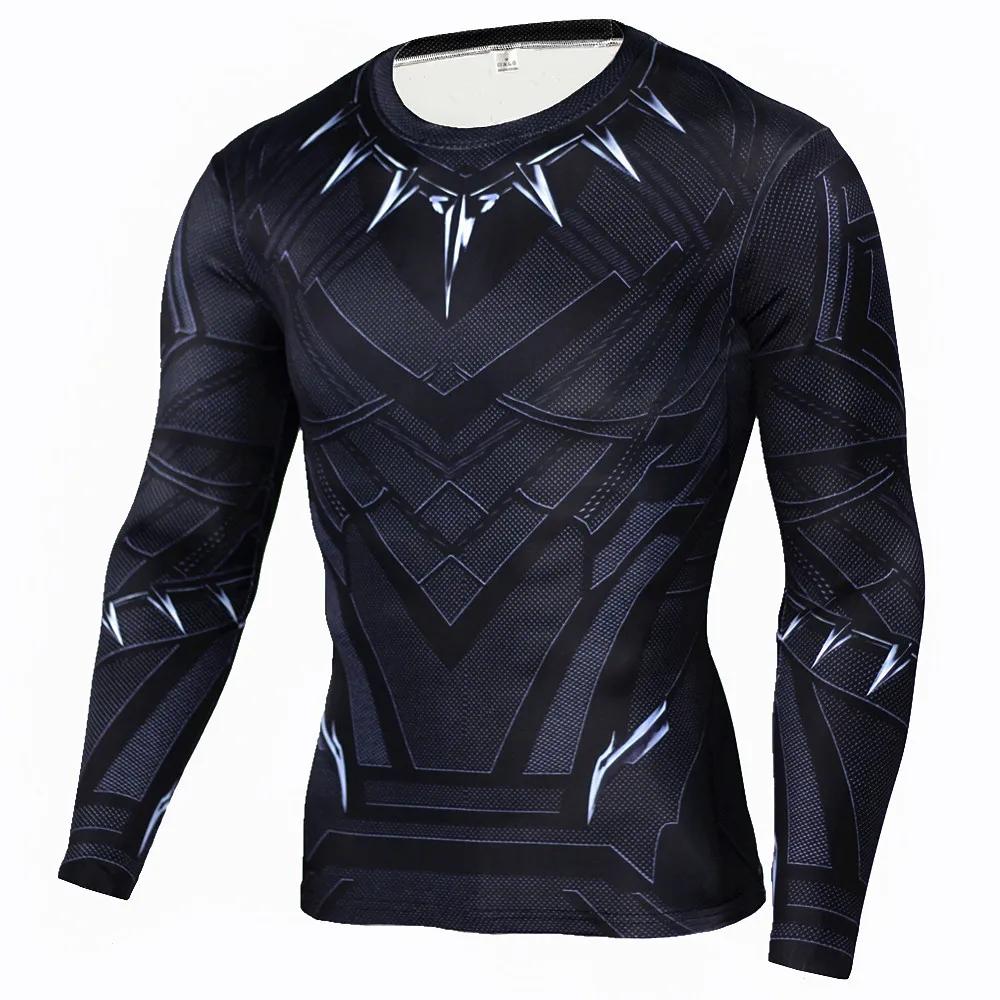 Men Compression Shirt Marvel Comics Superhero Black Panther Winter