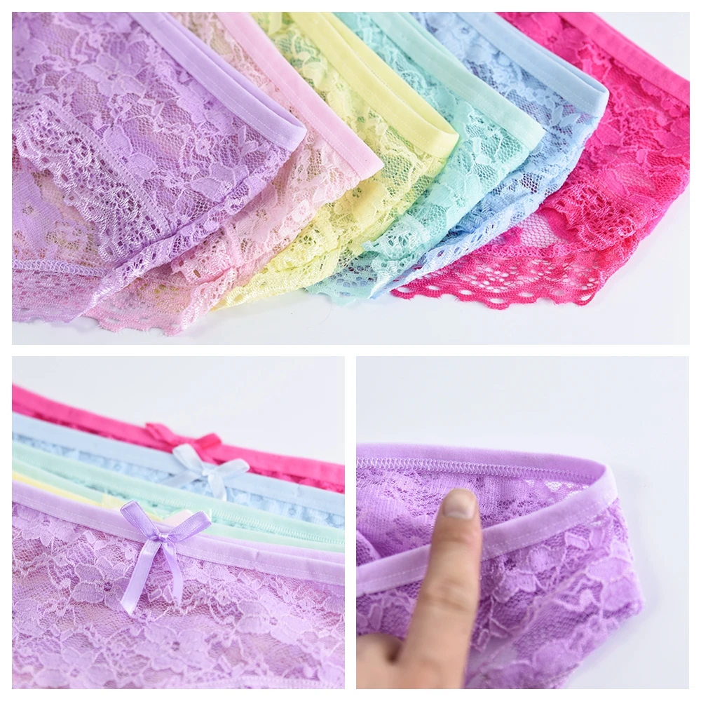 2020 4 Pack Lace Floral Young Teen Girl Briefs For Teenage Candy Colors ...