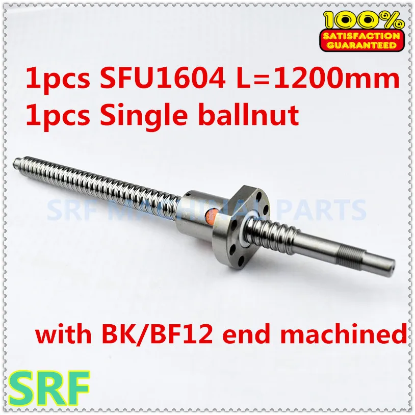 16mm RM1604 Haddelenmiş Ballscrew L = 1200mm C7 Kurşun Vidalı + SFU1604 ...