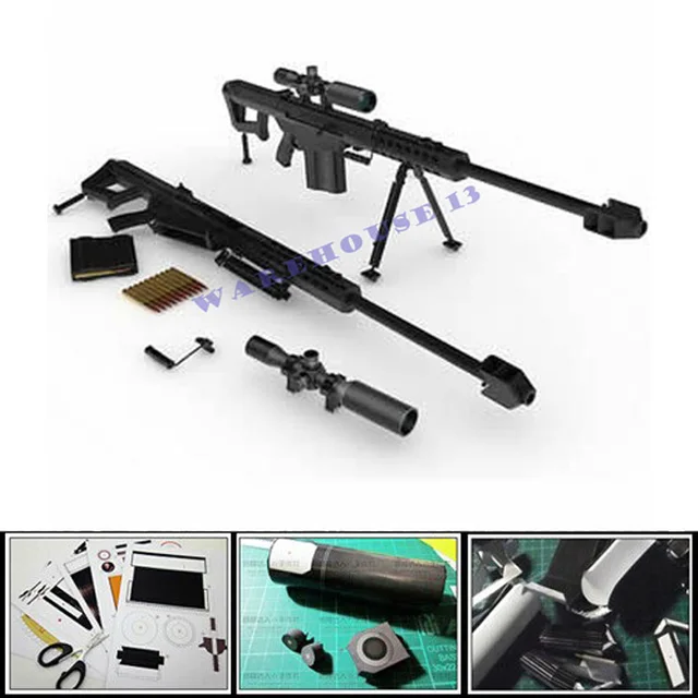 New 2016 paper model gun Barrett M82 Sniper rifle 1:1 scale waterproof ...