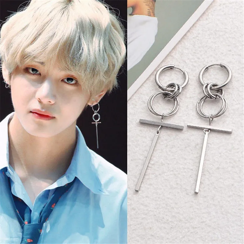 V BTS Earrings DNA Korean Earrings Long Men Bangtan Boys V DNA Earring ...